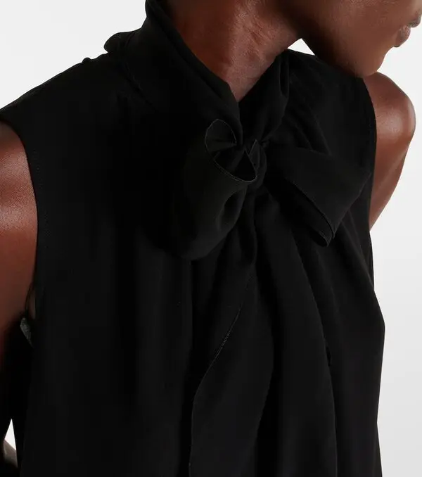 Max Mara Mela Silk Top With Bow Detail - Black