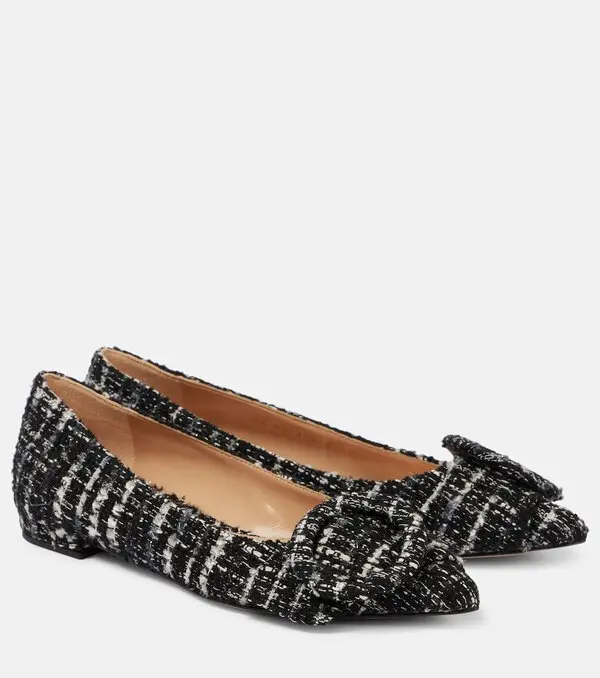 GIANVITO ROSSI Venezia Bouclé Ballet Flats With Buckle Fastening - Black