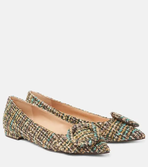 GIANVITO ROSSI Venezia Bouclé Ballet Flats With Buckle Fastening - Brown