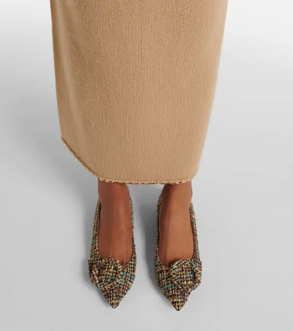 GIANVITO ROSSI Venezia Bouclé Ballet Flats With Buckle Fastening - Brown