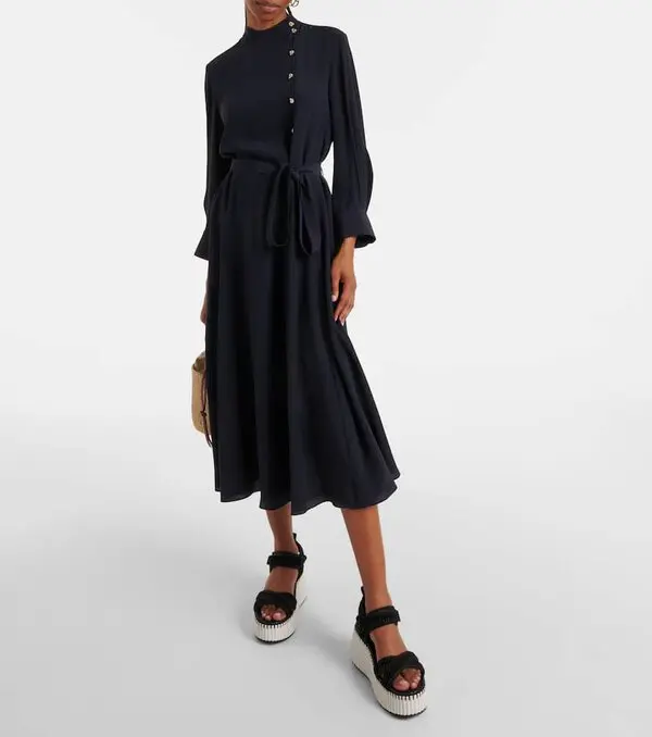 Chloé Nama Suede Platform Sandals - Black