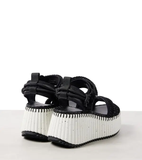 Chloé Nama Suede Platform Sandals - Black