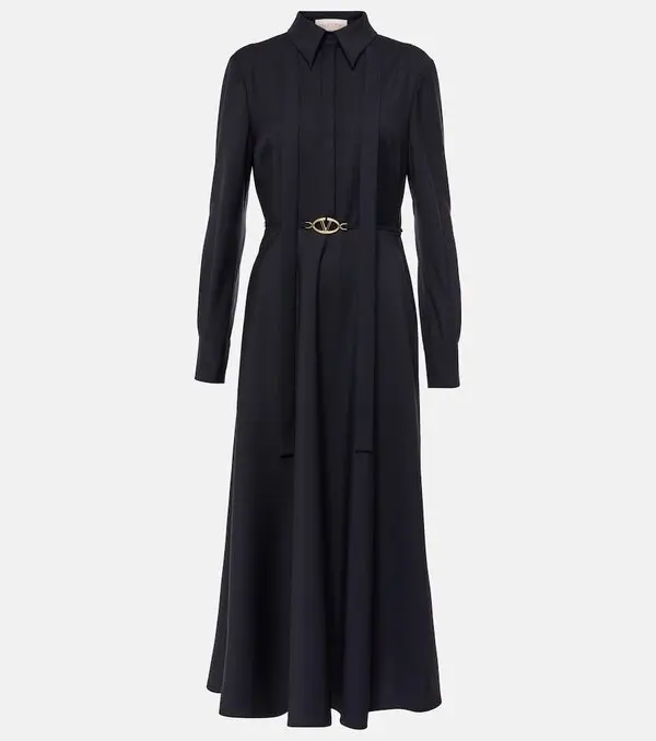 Valentino Garavani Belted Wool-blend Midi Dress