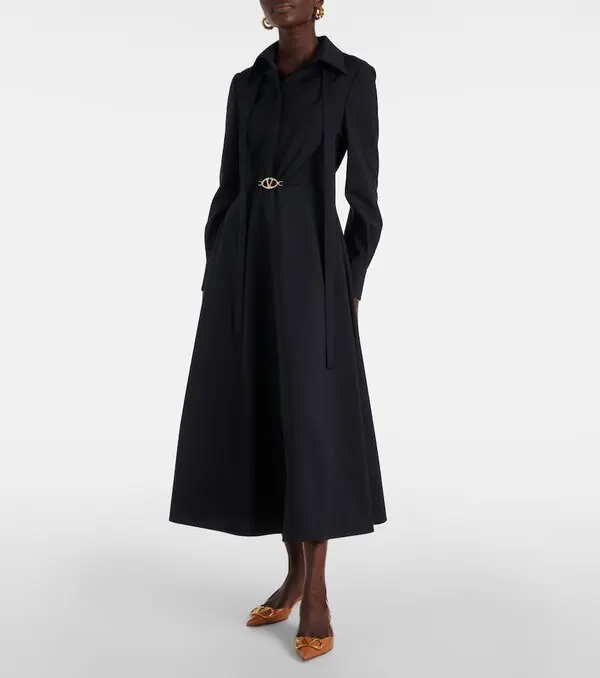 Valentino Garavani Belted Wool-blend Midi Dress