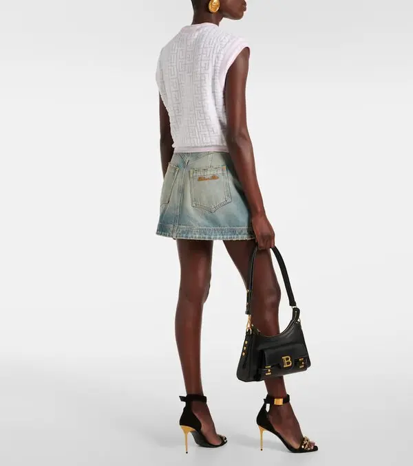 Balmain Monogram Wool And Cotton-blend Knitted Top