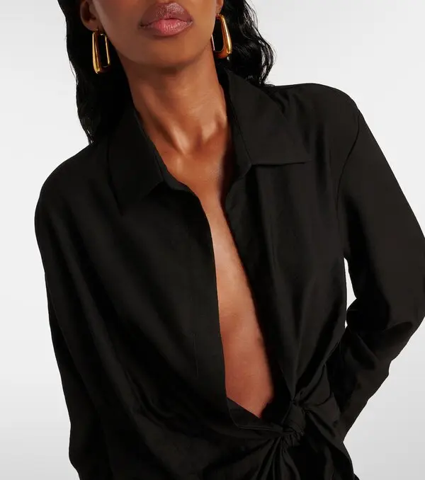 Jacquemus La Chemise Bahia Tie-detailed Top - Black