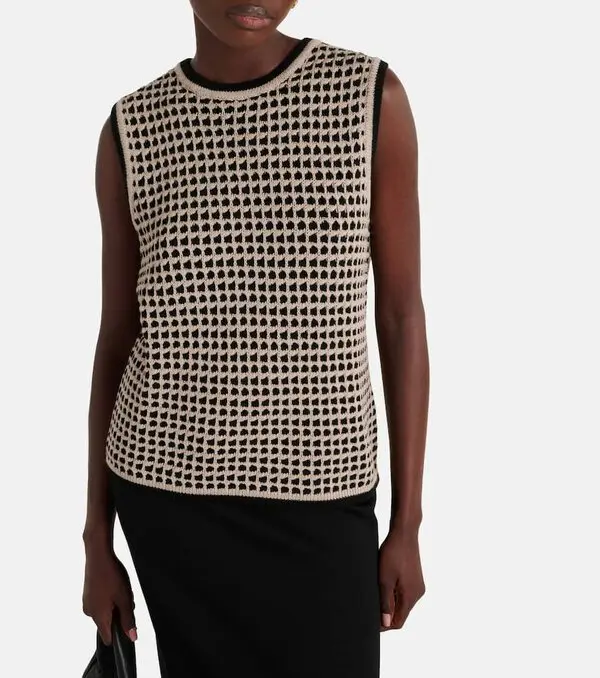 Max Mara Fleres Patterned Cotton Sweater Vest