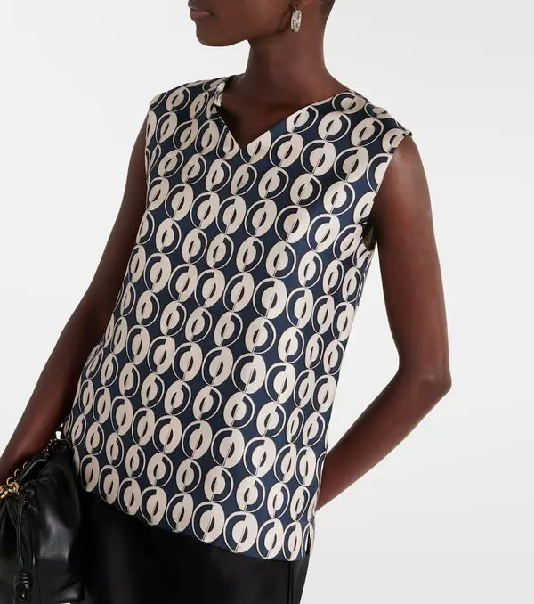 Max Mara Timetop Printed Silk Top