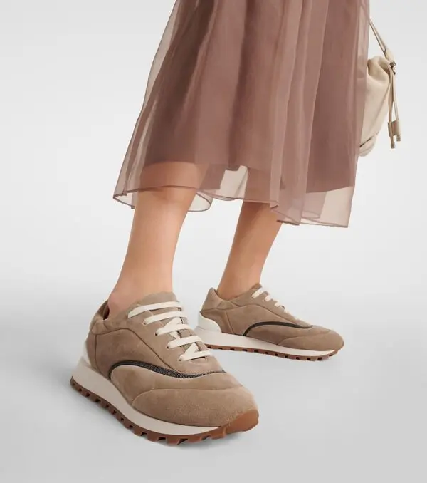 Brunello Cucinelli Monili Suede Sneakers
