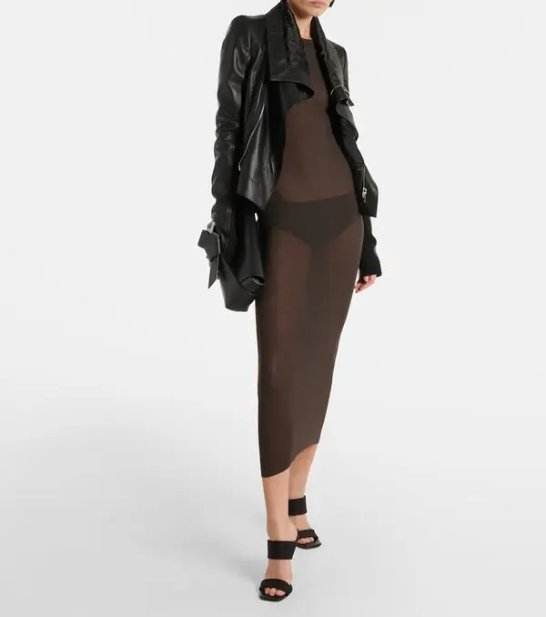 Rick Owens Jersey Midi Dress - Brown