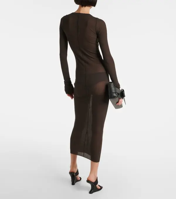 Rick Owens Jersey Midi Dress - Brown