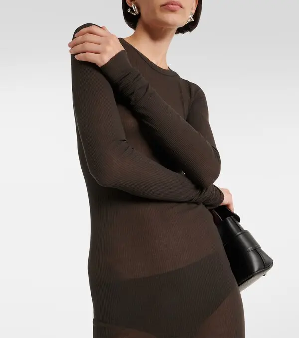 Rick Owens Jersey Midi Dress - Brown