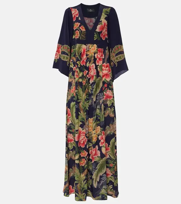 Etro Floral Silk Crêpe De Chine Maxi Dress - Multicoloured
