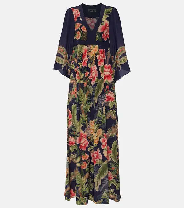 Etro Floral Silk Crêpe De Chine Maxi Dress - Multicoloured