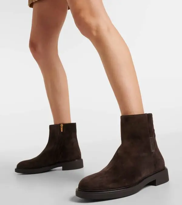 GIANVITO ROSSI Lexington Suede Ankle Boots - Brown