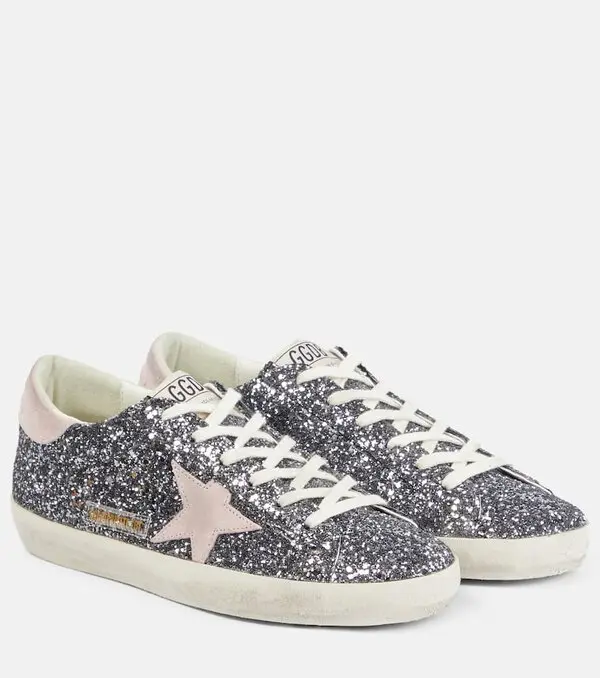 GOLDEN GOOSE Super-star Glitter Sneakers - Silver