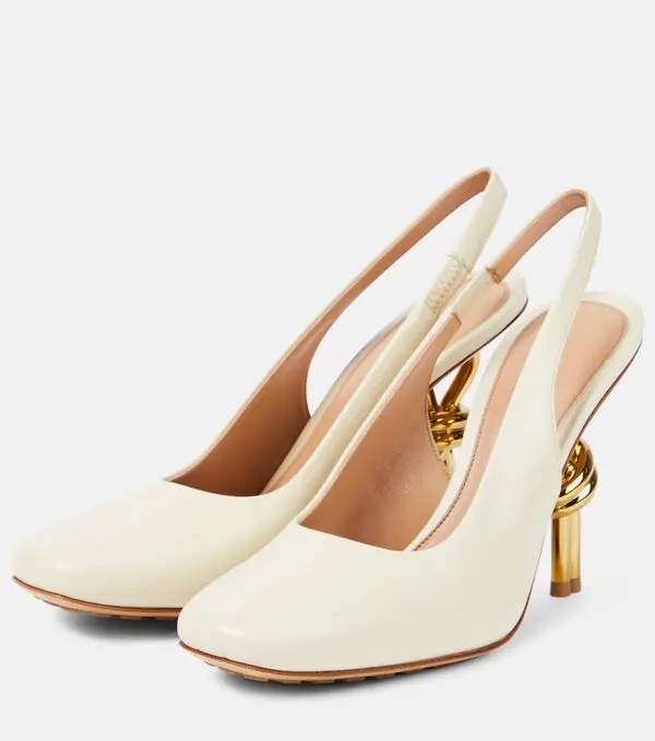 Bottega Veneta Knot Leather Slingback Pumps - White
