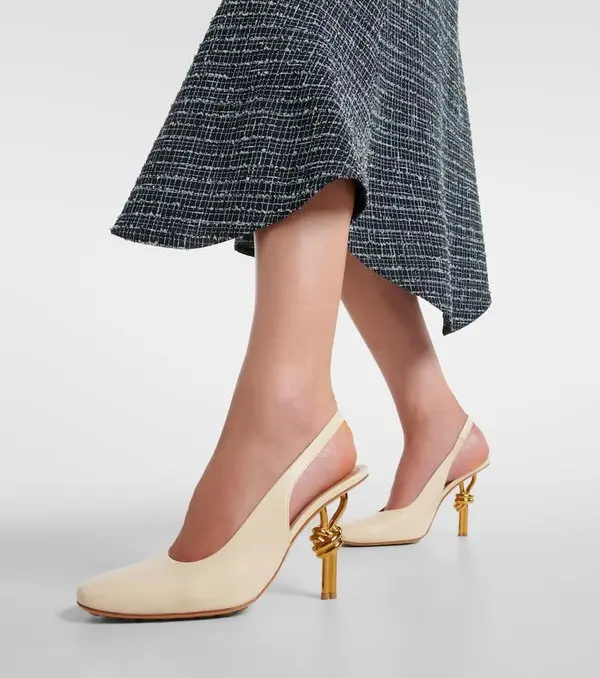 Bottega Veneta Knot Leather Slingback Pumps - White