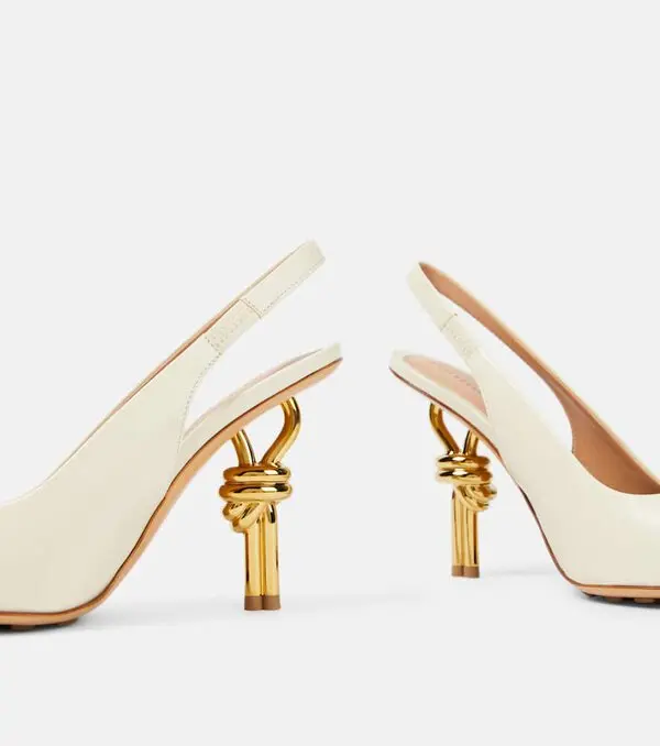 Bottega Veneta Knot Leather Slingback Pumps - White