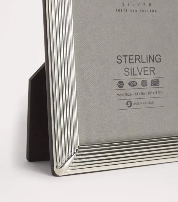 CARRS SILVER Sterling Fluted Photo Frame With Wood Back