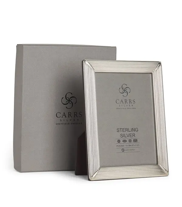 CARRS SILVER Sterling Fluted Photo Frame With Wood Back