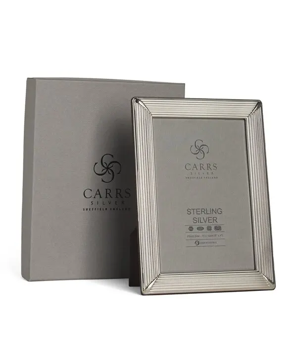 CARRS SILVER Sterling Fluted Photo Frame With Wood Back - Silver