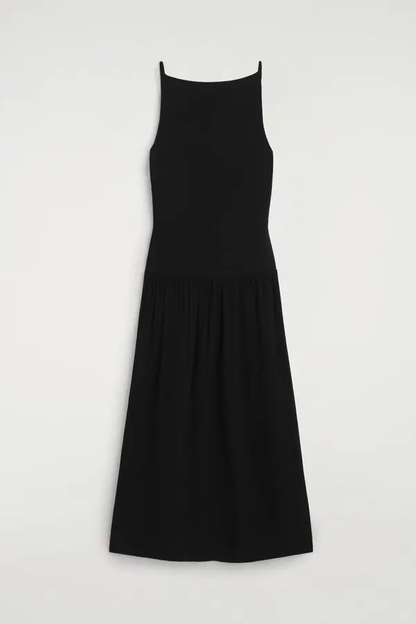 Cos Contrast-panel Maxi Dress - Black