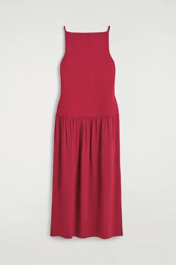 Cos Contrast-panel Maxi Dress - Red