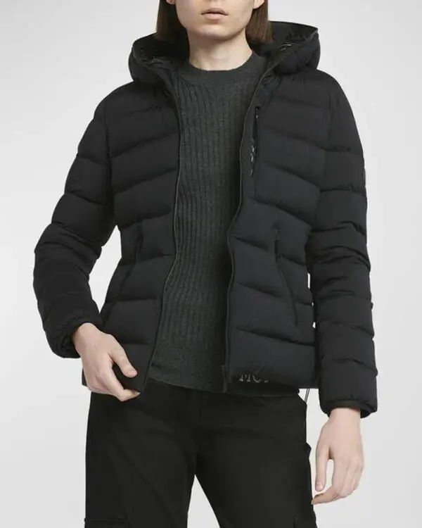 Moncler Herbe Stretch Nylon Hooded Puffer Jacket - Black