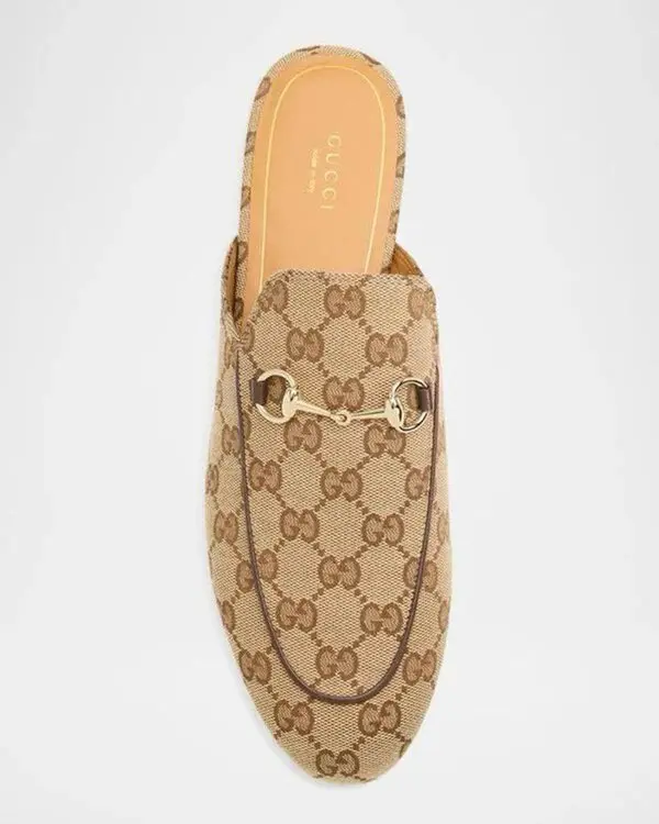 Gucci Princetown Gg Canvas Loafer Mules - Ebonynero
