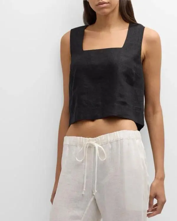 Rails Akira Cropped Linen Blouse