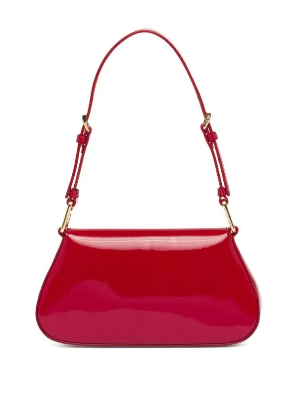 Prada Enamel Triangle Logo Flap Shoulder Bag - Red | Editorialist