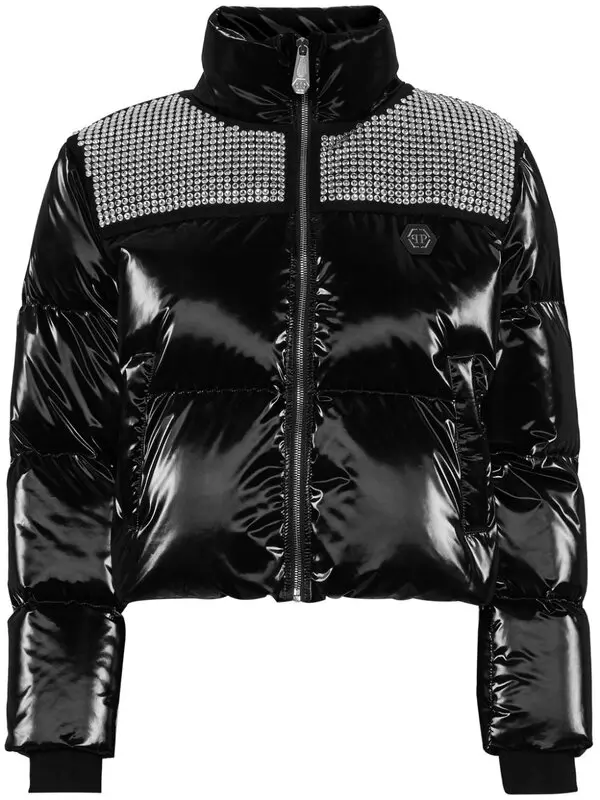 Philipp Plein Crystal-embellished Cropped Puffer Jacket