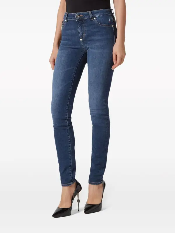 Philipp Plein Logo-appliqué Skinny Jeans - Blue