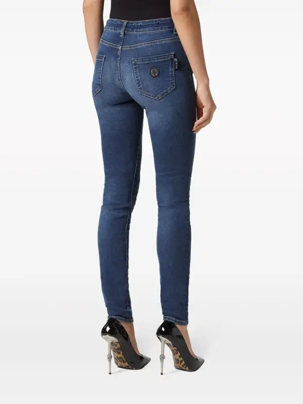 Philipp Plein Logo-appliqué Skinny Jeans - Blue