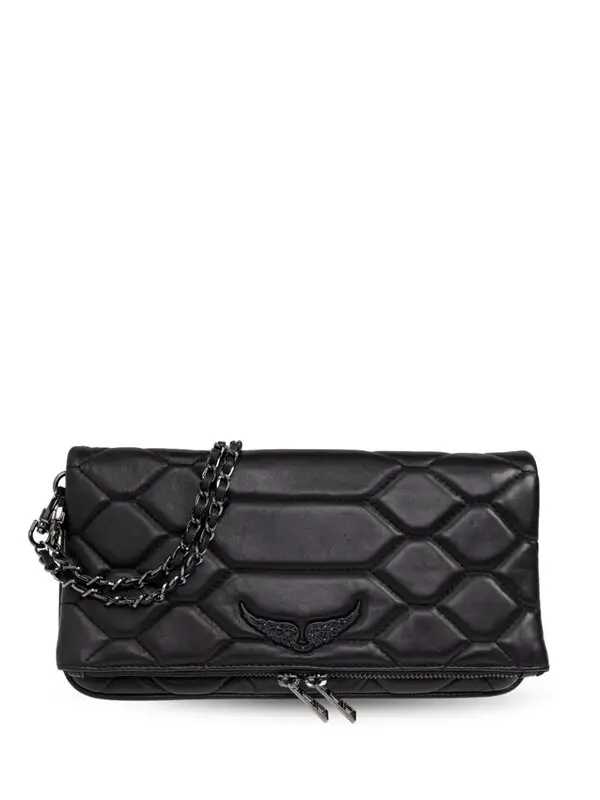 Zadig&Voltaire Rock Quilted Clutch With Chain Strap - Black