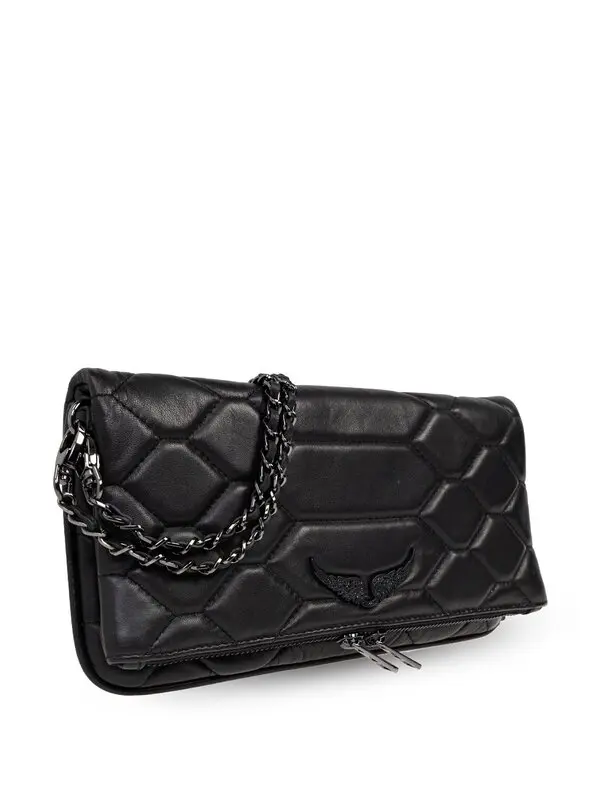 Zadig&Voltaire Rock Quilted Clutch With Chain Strap - Black