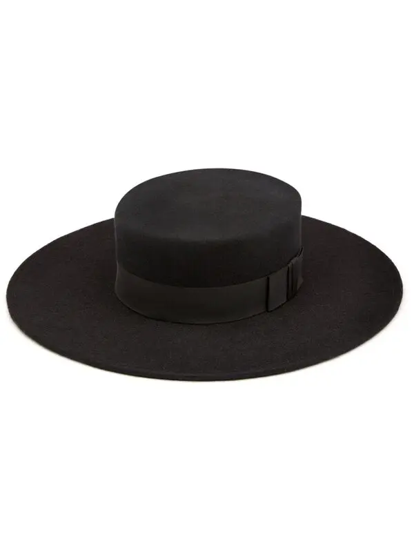 Nina Ricci Large Felt Wool Boater - Black