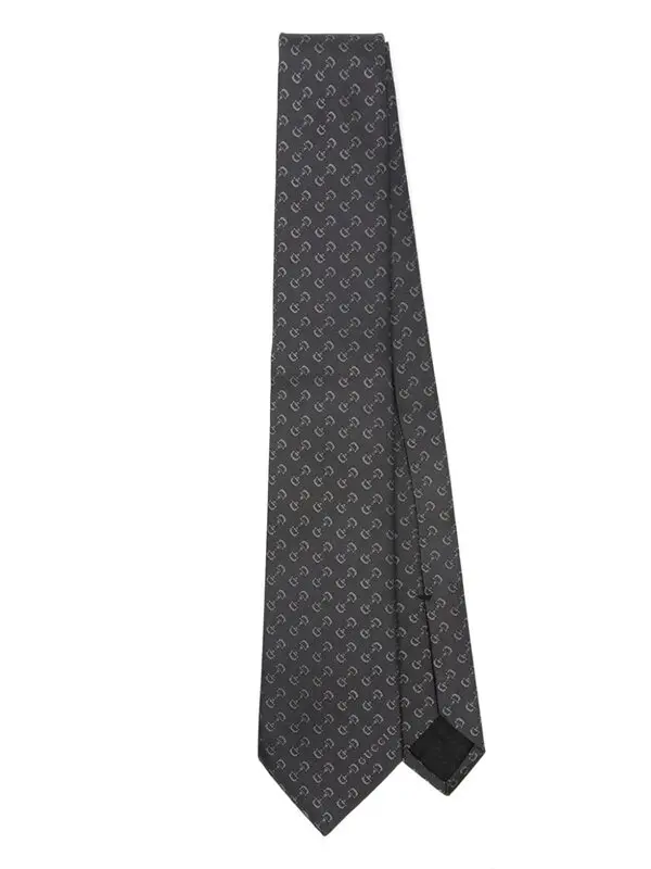 Gucci Horsebit-jacquard Silk Neck Tie - Grey