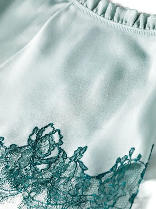 Carine Gilson Lace-trim Silk Pyjama Shorts - Blue