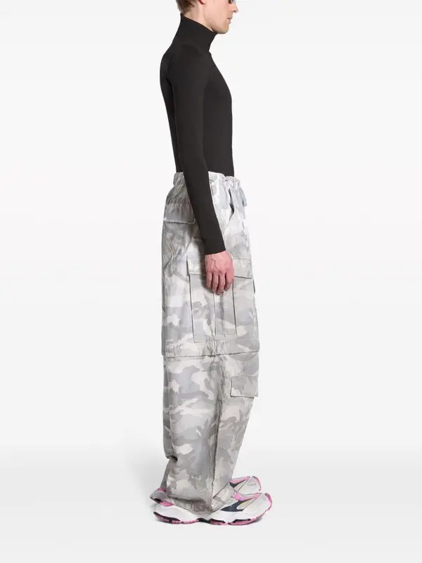 Balenciaga Cargo Camo-Print Cotton Trousers - Grey | Editorialist
