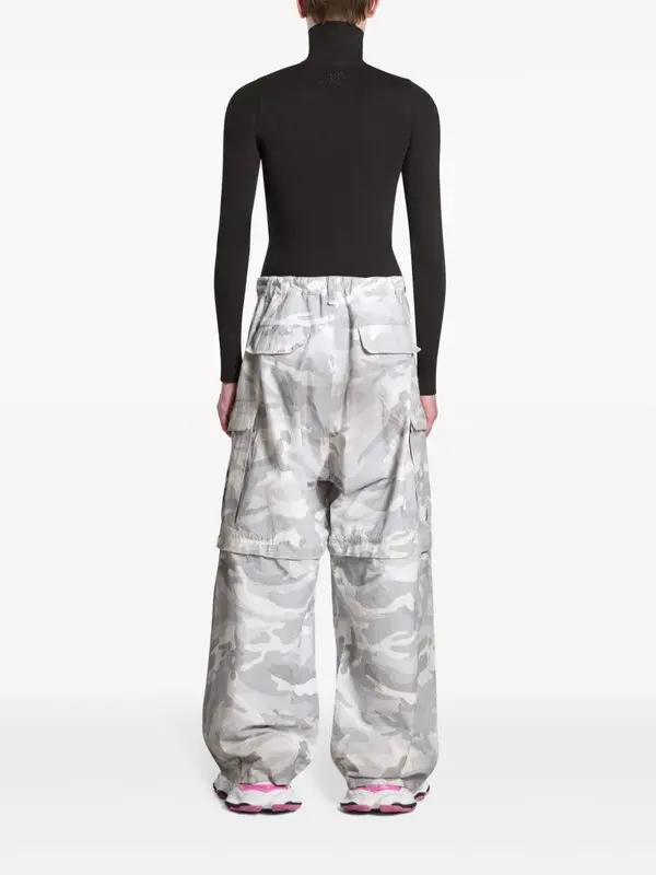 Balenciaga Cargo Camo-Print Cotton Trousers - Grey | Editorialist