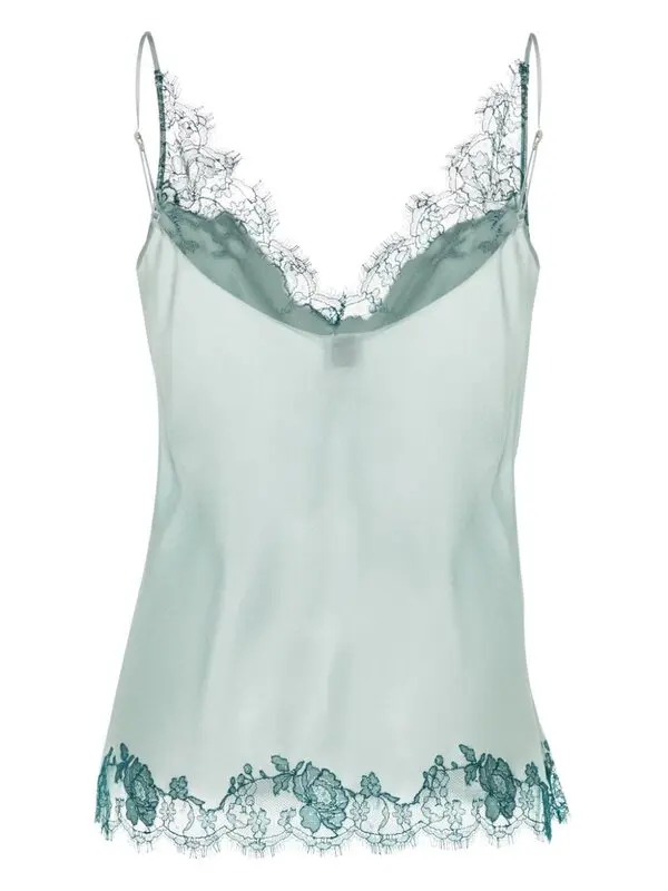 Carine Gilson Lace-trim Silk Camisole