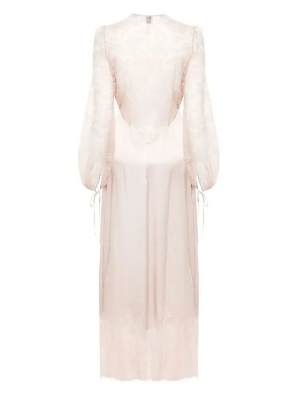 Carine Gilson Lace-paneled Silk Wrap Dress - Pink