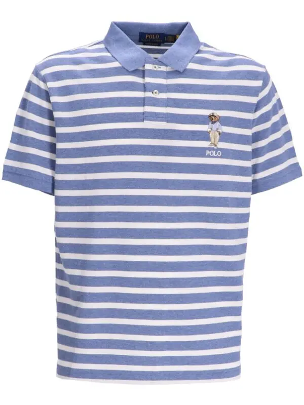 Polo Ralph Lauren Polo Bear Striped Polo Shirt - Blue
