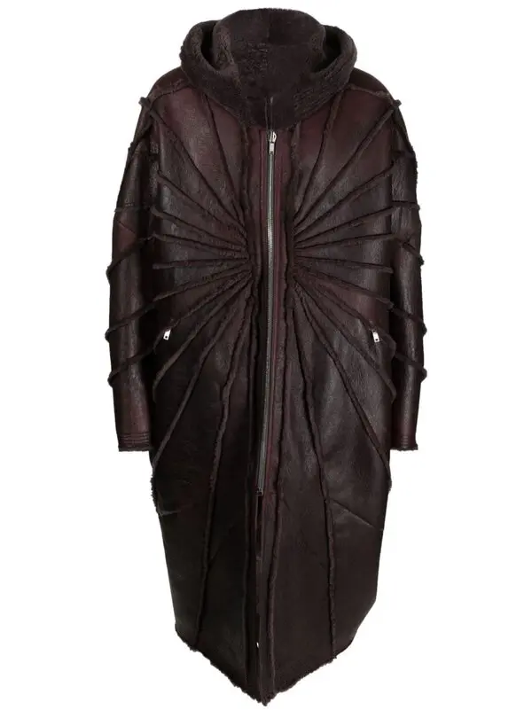 Rick Owens Panelled Zip-up Leather Duffle Coat