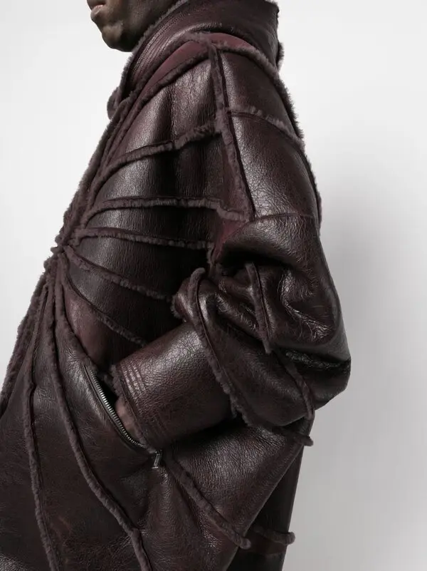 Rick Owens Panelled Zip-up Leather Duffle Coat