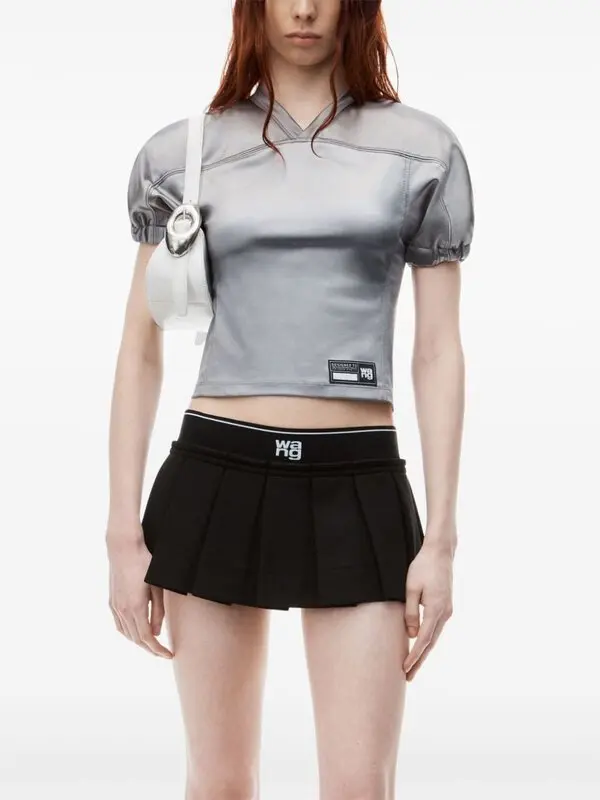 Alexander Wang Logo-Waistband Pleated Mini Skirt In Black - 58