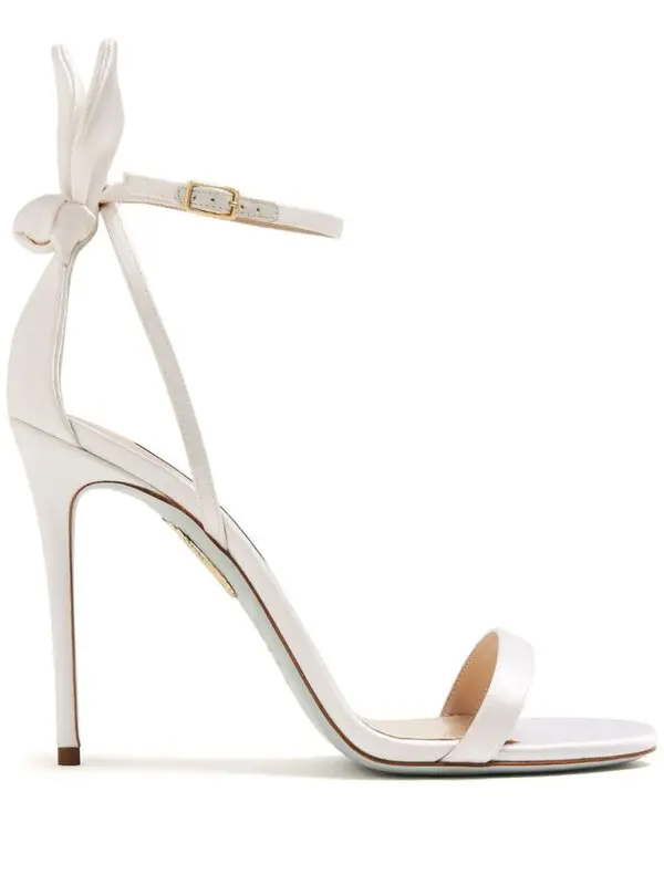 AQUAZZURA Bow Tie 105mm Leather Sandals - White