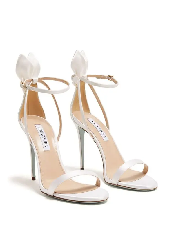 AQUAZZURA Bow Tie 105mm Leather Sandals - White